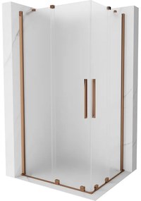 Mexen Velar Duo, sprchový kout s posuvnými dveřmi 100 x 90 cm, 8mm sklo námraza, růžové zlato, 871-100-090-32-60