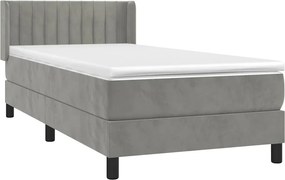 Box spring postel s matrací světle šedá 90x200 cm samet 3131057