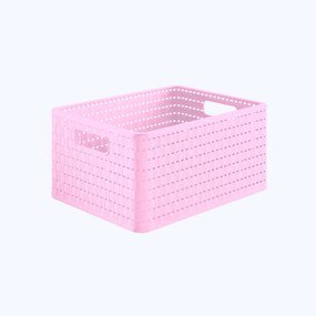Rotho XL - Ratanový košík, úložný box, rovný, růžový COUNTRY, 18l