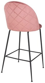Sada 2 růžových barových židlí se sametovým potahem s nohami černé barvy House Nordic Lausanne