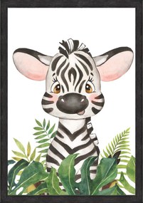 Plakát Safari Zebra - Obraz, Plakát Velikost: B2 - 50x70 cm, Volba rámu: s černým rámem