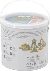 VIGA Dřevěné kostky PolarB v kyblíku / 50 dílků / od 2 let