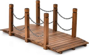 Costway Dřevěný most se zábradlím, zahradní most, nosnost do 120 kg, jezírkový