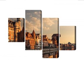 Vícedílný obraz Přístav Gdaňsk Při Západu Slunce Nedostatek Nedostatek Přírodní plátno 160x100