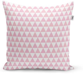 Sablio Polštář Růžové a bílé trojúhelníky - 50x50 cm
