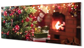 akrylový obraz Ozdoby vánoční strom dárky 120x60 cm