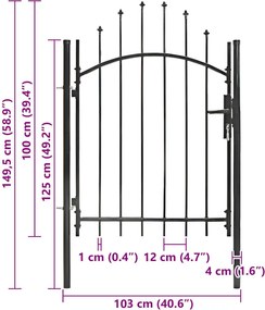 Zahradní brána Woerden ocel 1x1 m Černá 143058
