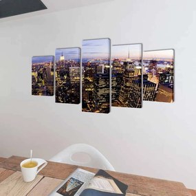 Sada obrazů, tisk na plátně, panoráma New Yorku, 200 x 100 cm 241547