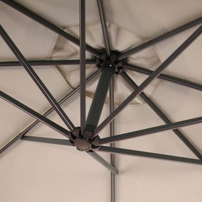 Slunečník Acerra Ø 3m polyester/ocel - pískovo-béžový se stojanem