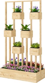 Outsunny dřevěný vyvýšený truhlík s mřížkou, 90 × 45 × 170 cm — truhlík pro popínavé rostliny, balkon a terasu | Aosom