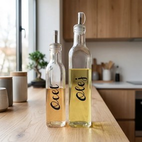 Zeller Present Sada láhví na olej a ocet 500ml+270ml se štítky, Zeller
