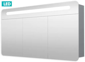 Zrcadlová skříň 120 cm, 3 dveře, LED osvětlení, zásuvka+vypínač, IP44 GALPIR120LED