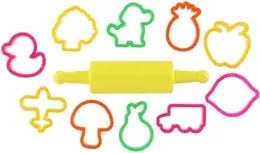 TEDDIES Vykrajovátka na modelínu NARA / Sada s válečkem / 11 ks / V sá