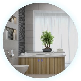 kleankin koupelnové zrcadlo, LED, měnící barvy, proti mlhám, dotykový spínač, IP44, Ø 60 cm, bílá