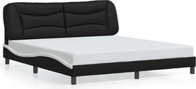 Rám postele bez matrace Hvar černý a bílý 180 x 200 cm umělá kůže 3208021