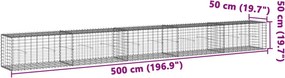 Gabionový koš s víkem 500 x 50 x 50 cm pozinkované železo 3295136