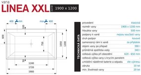 Santech LINEA XXL 190 x 120 cm SALIN190XXL vana akrylátová
