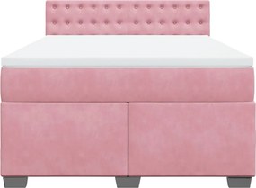 Box spring postel s matrací růžová 140x190 cm samet 3288623