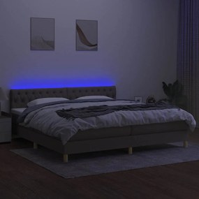 Box spring postel s matrací a LED taupe 200x200 cm textil 3133985