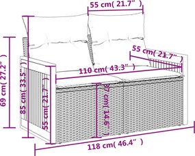 7dílná zahradní sedací souprava s poduškami černá polyratan 3227554