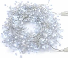 Eco Fix světelný řetěz venkovní s krystalky, 8 m, ledově bílá, 80 diod, 24 V, čirý kabel, IP44