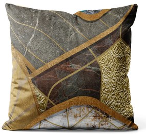 Dekorační velurový polštář Hnědá textura - abstraktní kompozice s mnoha texturami