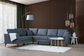 Designová rohová sedačka Wallis 300 cm tmavě šedá - levá
