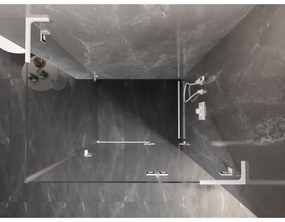 Mexen Lunar, L pravý výklopný sprchový kout 90 x 70 cm, 8mm čiré sklo, bílý profil, 834L-090-070-20-00-P