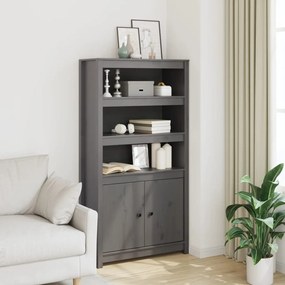 Skříň highboard šedá 80 x 35 x 154 cm masivní borové dřevo