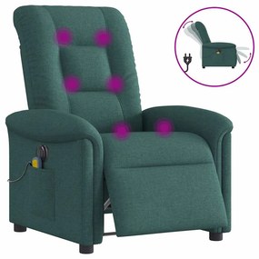 Elektrické masážní polohovací křeslo tmavě zelené textil 3303250
