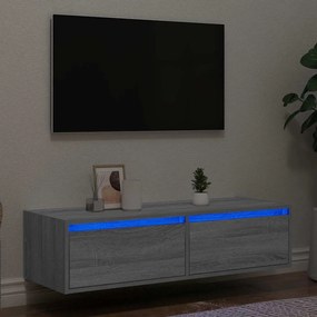 TV skříňka s LED osvětlením šedý sonoma 100X35,5x25 cm