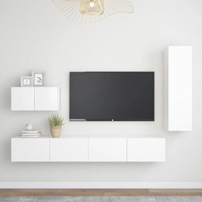 4dílný set TV skříněk bílý kompozitní dřevo 3078676