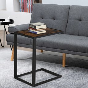HOMCOM Konferenční stolek ve tvaru C Konferenční stolek kovový MDF rustikálně hnědý 40,6 x 50,8 x 64,2 cm do obývacího pokoje | Aosom.de