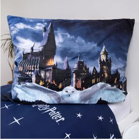 Tmavě modré/šedé dětské povlečení na jednolůžko z mikrovlákna 140x200 cm Harry Potter "Hogwarts Night" – Jerry Fabrics