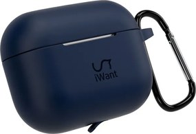 iWant Airpods Pro 3 silikonové pouzdro s karabinou tmavě modré Tmavě modrá