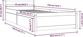 Rám postele se zásuvkami 75 x 190 cm Small Single 3103473