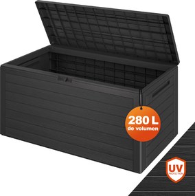 Zahradní úložný box Woody 280L antracitová dekor dřeva voděodolné
