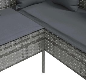 Zahradní sedací souprava ve tvaru L s poduškami polyratan šedá 318585