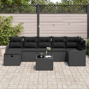 Set pohovek 8 ks 7-Počet míst Černá polyratan 3359012