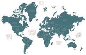 Samolepící tapeta moderní mapa světa - 300x200 cm
