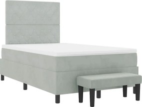 Postel s boxspringem s čelo Světle šedá 190 x 120 cm samet 3344432
