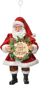 Červená závěsná vánoční dekorace Santa Claus držící ceduli - 10*6*17 cm