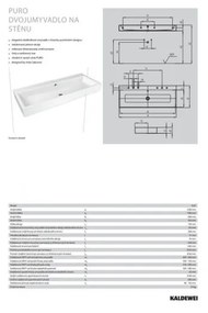 Kaldewei Puro - Umyvadlo na stěnu 120x46 cm, 2x 1 otvorem pro baterii, s Perl-effektem 906806043001