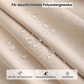 Costway Dvojitý slunečník se stojanem a LED světly a UPF 50+, béžový