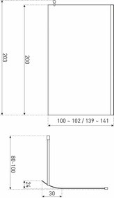 Novoterm Sprchová zástěna Walk-in NV-Zeta 140 TR, chrom/transparent - bez vaničky