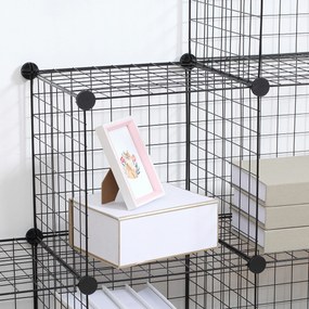 HOMCOM Drátová police, regálový systém se 6 kostkami, DIY úložný systém z drátů, regálová jednotka do obývacího pokoje a ložnice, černá, 109 x 37 x 1…