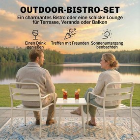 Bistro set 3dílná sada kovového zahradního nábytku se 2 zahradními židlemi, skleněný stůl, lamelový design, odolný proti korozi