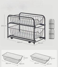Sada 2 ks kuchyňských organizérů Goody 35 cm černá