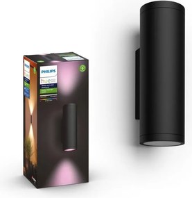 PH 17463/30/P7 HUE Appear SVÍTIDLO VENKOVNÍ NÁSTĚNNÉ LED RGBW 2x8W 1200lm IP44, černá - PHILIPS HUE (915005842801)