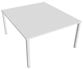 Dvojstůl pracovní rovný 140×160 cm - Hobis Uni USD 1400 Dekor stolové desky: bílá, Barva nohou: bílá